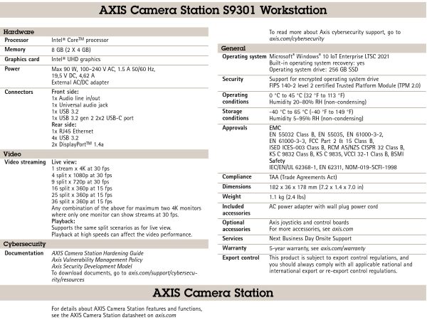 AXIS Camera Station S9301 Workstation – CamCentral Systems Inc.